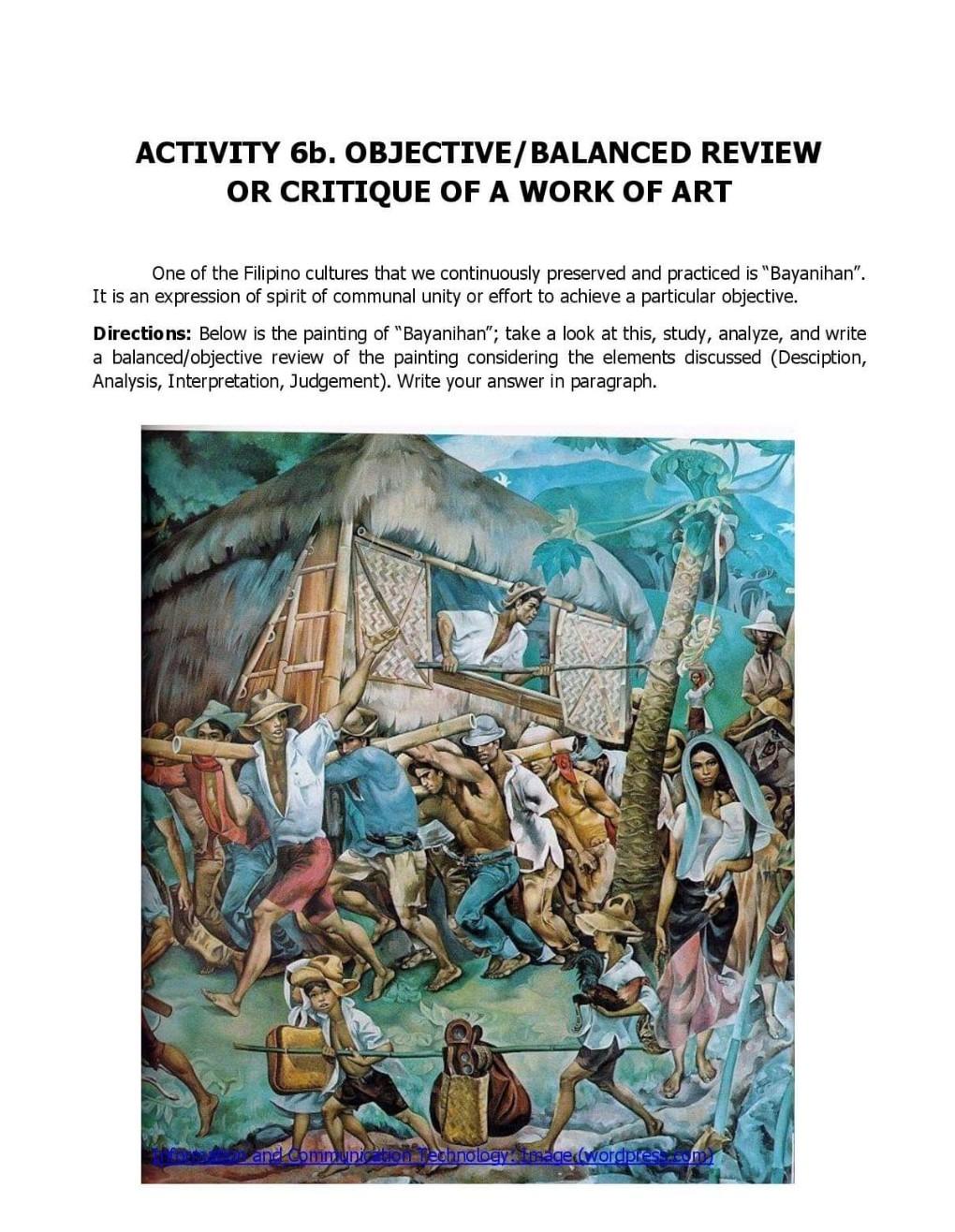 Solved ACTIVITY 6b. OBJECTIVE/BALANCED REVIEW OR CRITIQUE OF | Chegg.com