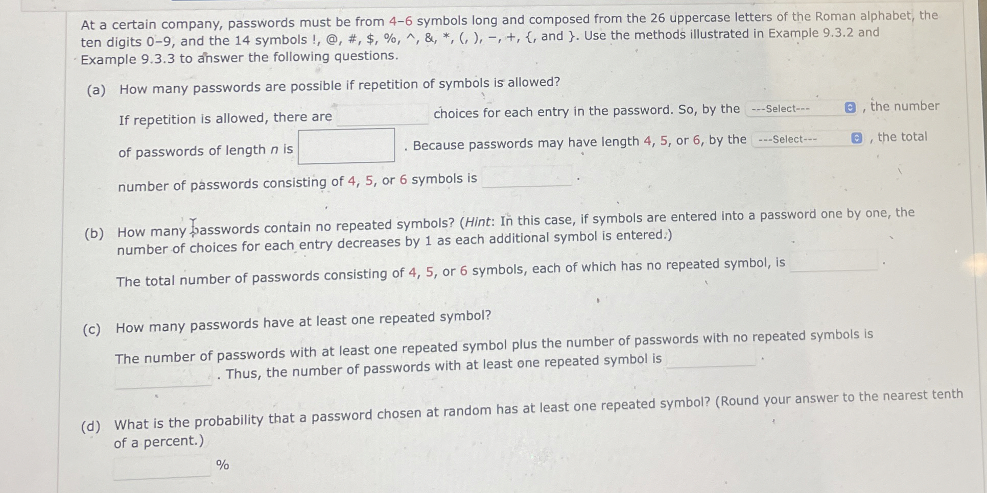 Solved At a certain company, passwords must be from 4-6 | Chegg.com