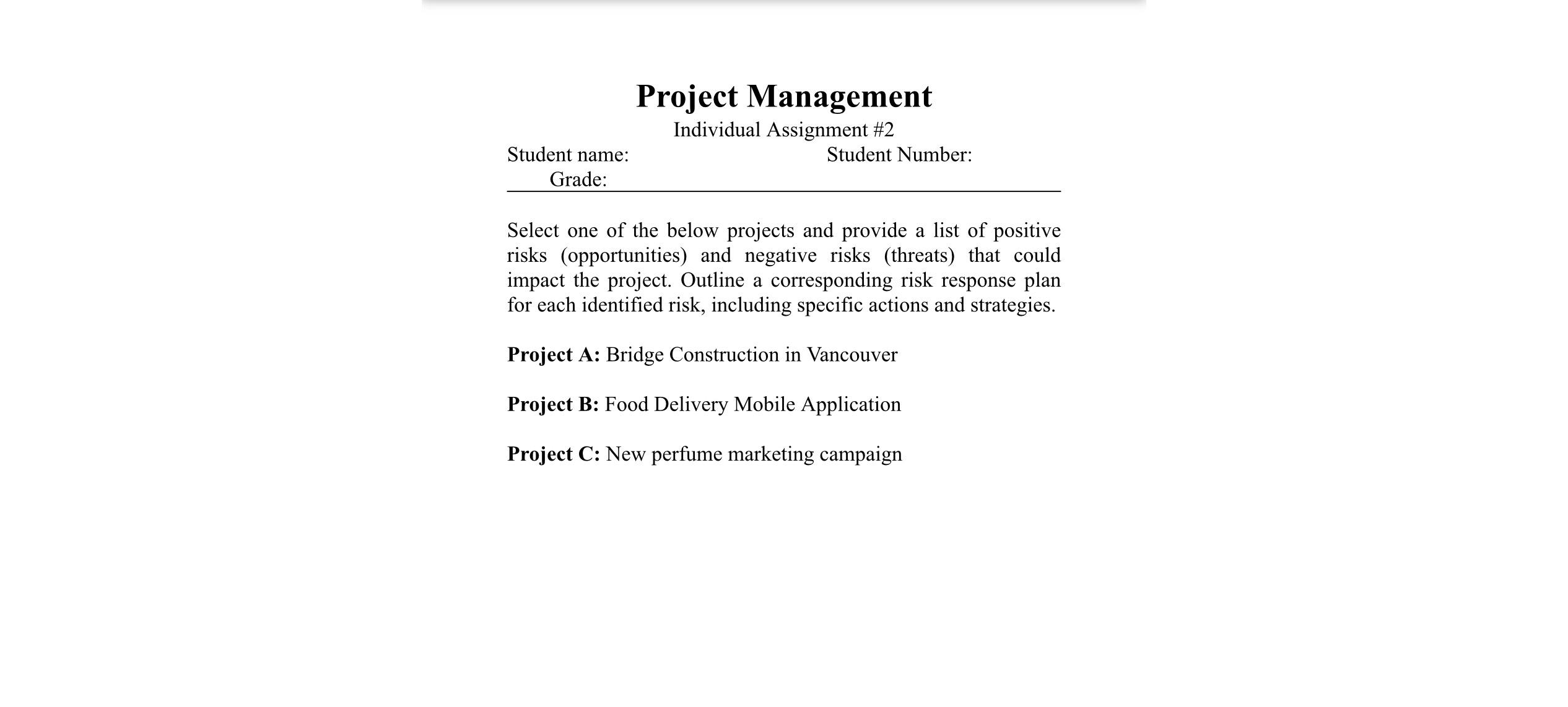 Solved Project ManagementIndividual Assignment #2Student | Chegg.com