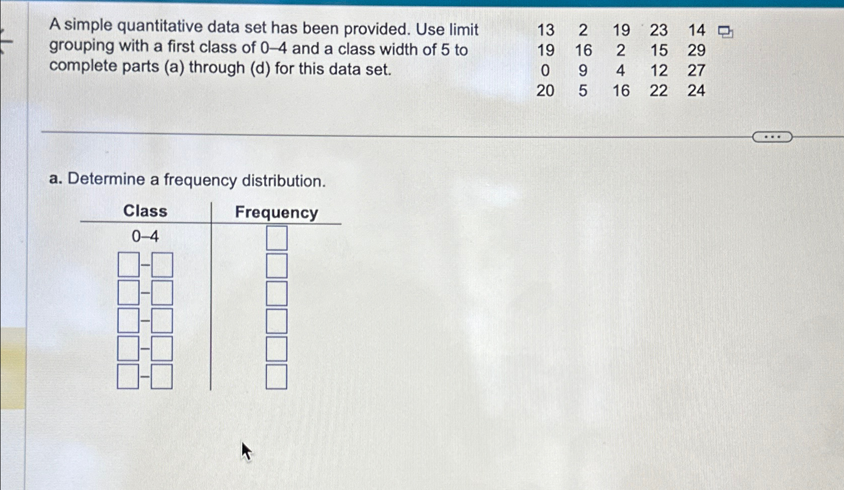 Solved A simple quantitative data set has been provided. Use | Chegg.com
