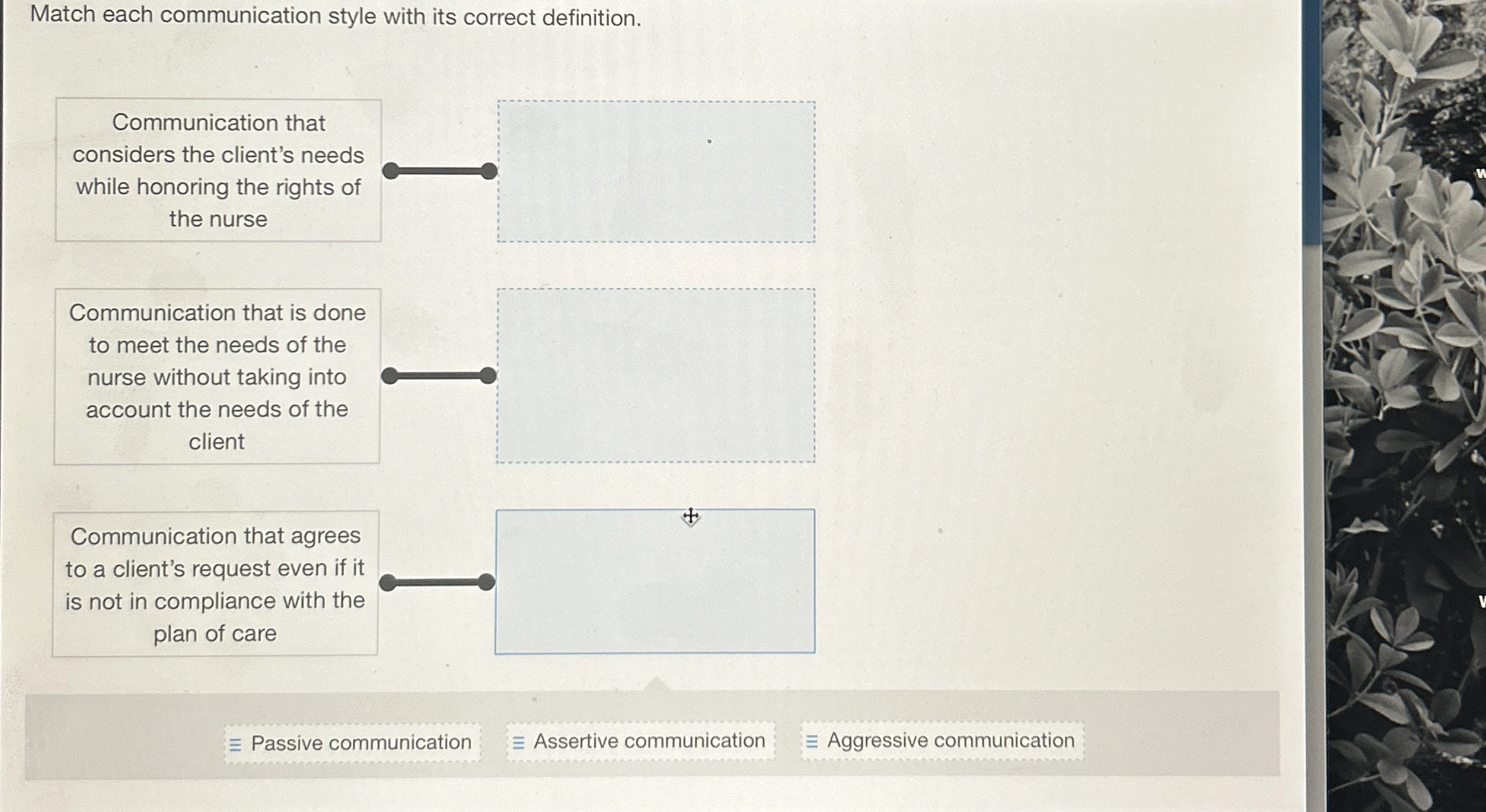Solved Match each communication style with its correct | Chegg.com