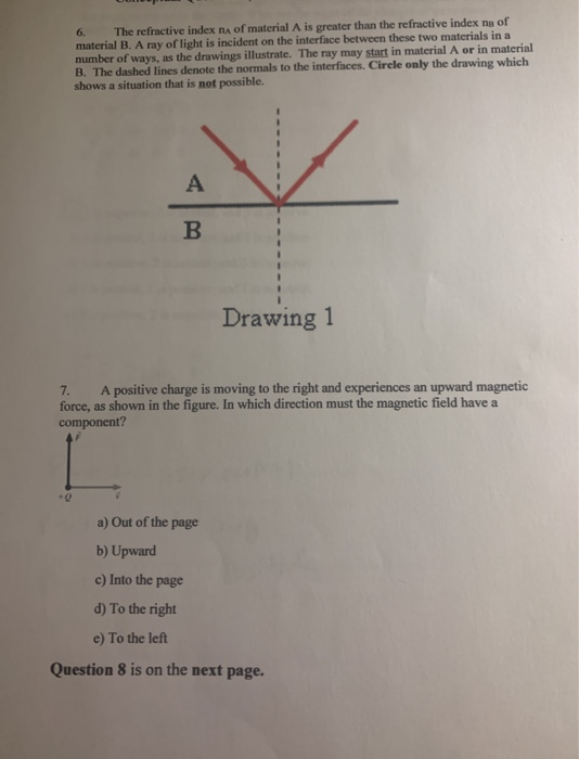 Solved 6. The refractive index nA of material A is greater | Chegg.com