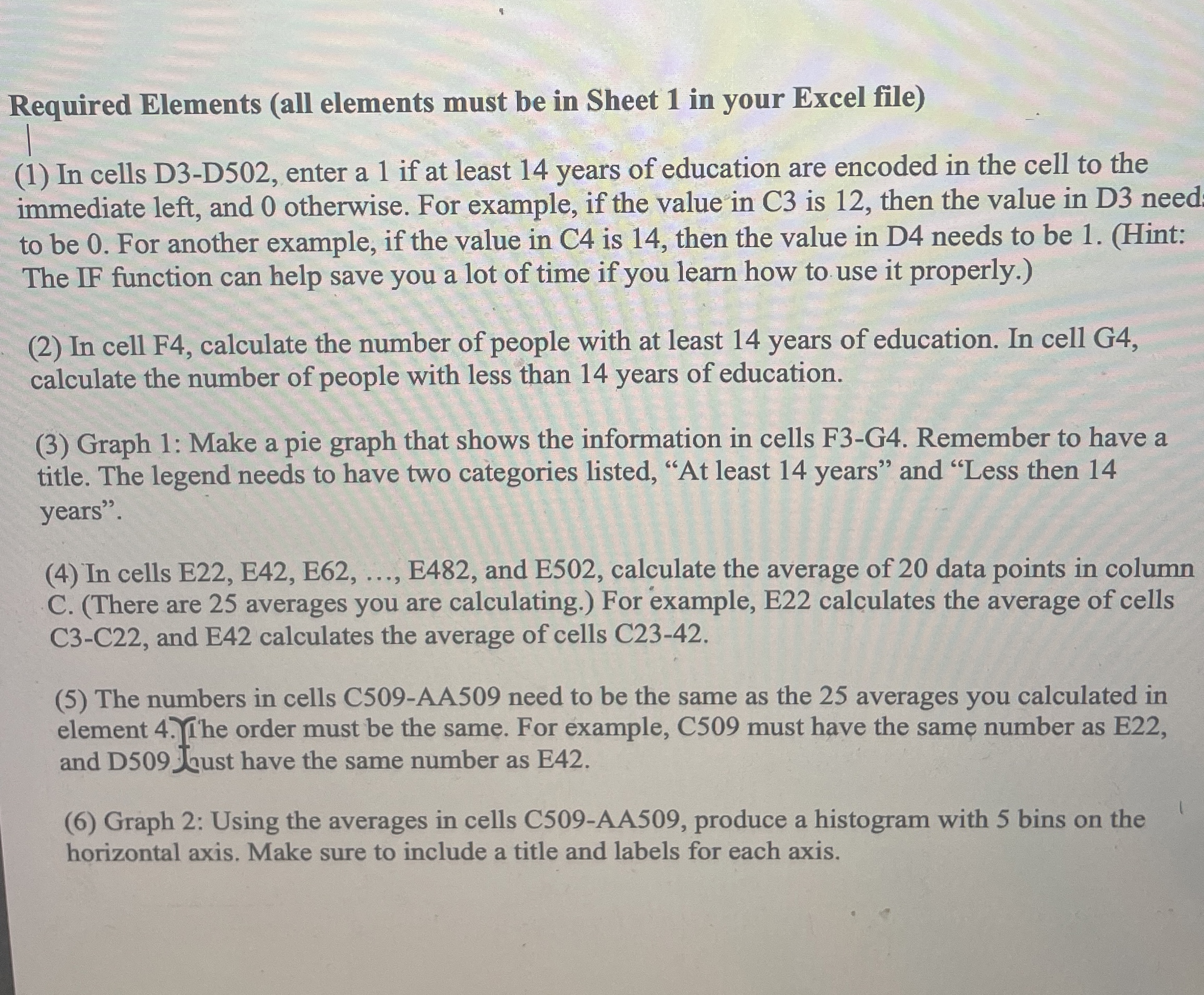 Solved Required Elements (all elements must be in Sheet 1 | Chegg.com