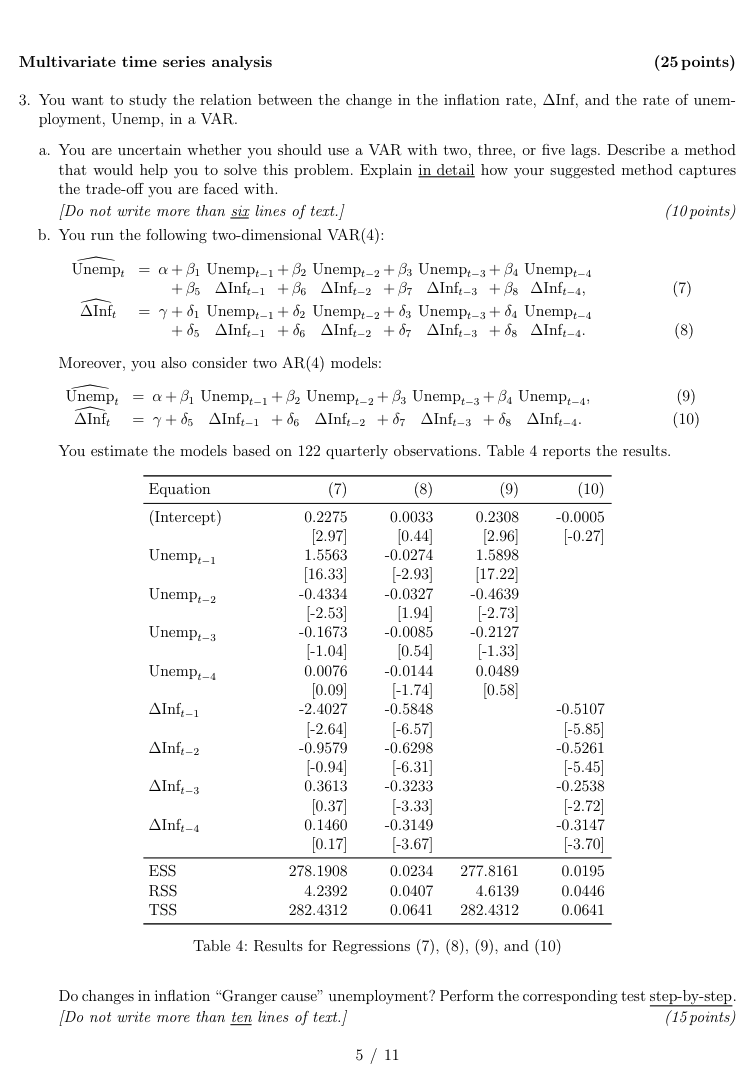 Solved Multivariate time series analysis ﻿points)3. ﻿You | Chegg.com