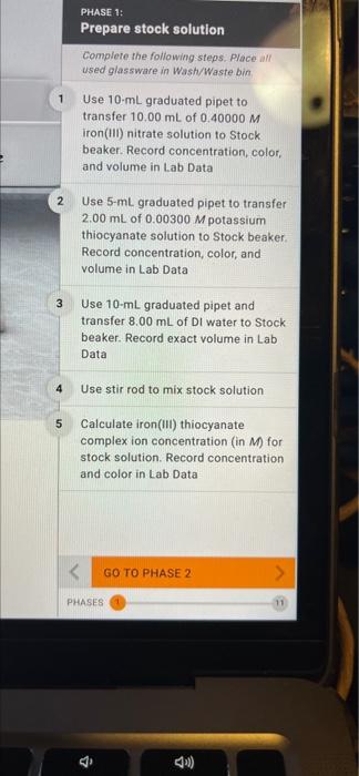 Solved PHASE 1: Prepare stock solution Complete the | Chegg.com