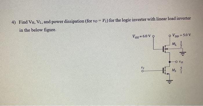 Solved VL) for the logic inverter with linear load inverter | Chegg.com