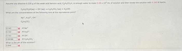 Solved Assume you dissolve 0.235 g of the weak acid benzoic | Chegg.com