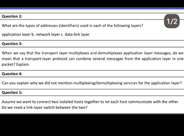 Solved Question 2: 1/2 What are the types of addresses | Chegg.com