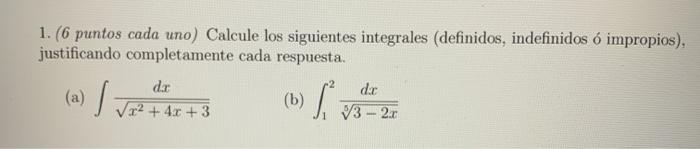 Solved Calculate the following integrals(defined, undefined, | Chegg.com