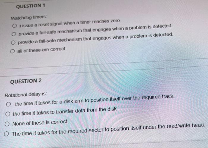 Solved Watchdog timers: ) issue a reset signal when a timer | Chegg.com