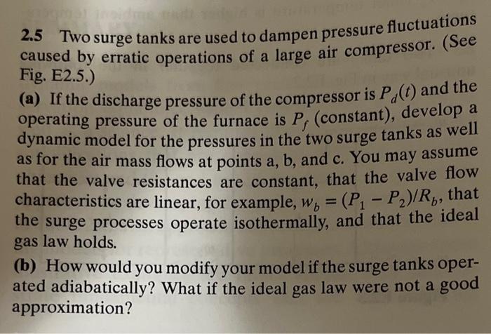 Solved 2.5 Two surge tanks are used to dampen pressure | Chegg.com