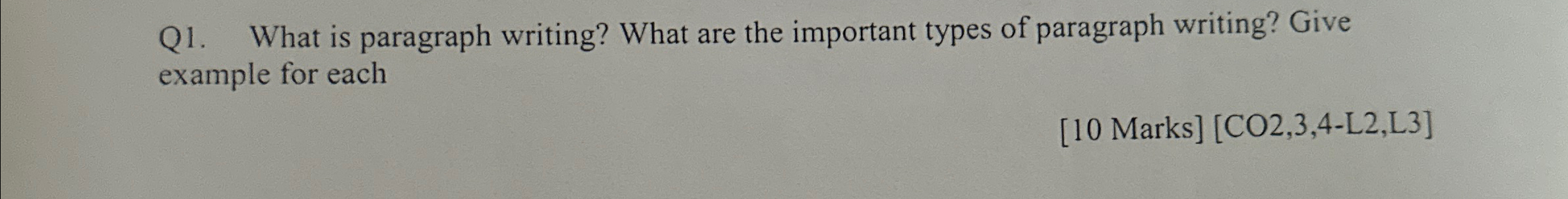 Q1. ﻿What is paragraph writing? What are the | Chegg.com