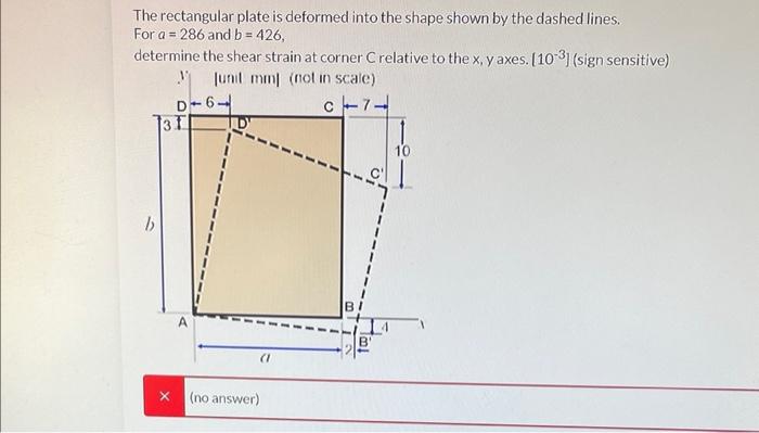 Solved The rectangular plate is deformed into the shape | Chegg.com