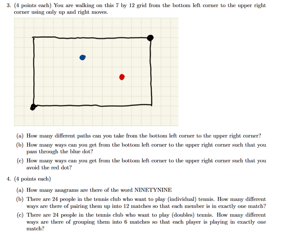Solved (a) ﻿How many different paths can you take from the | Chegg.com