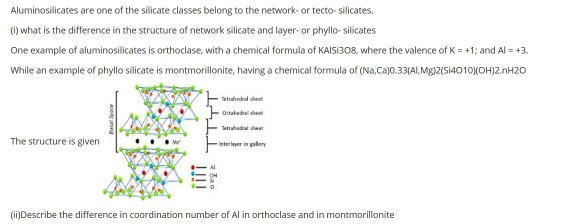 Solved Aluminosilicates are one of the silicate classes | Chegg.com
