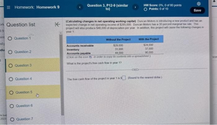 Solved Question list (Calculating changes in net operating | Chegg.com