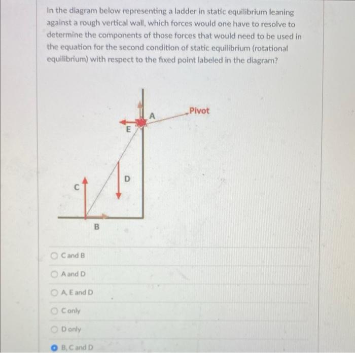 Solved In the diagram below representing a ladder in static | Chegg.com