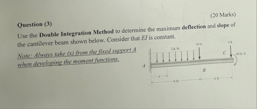 Solved (20 ﻿Marks)Question (3)Use the Double Integration | Chegg.com