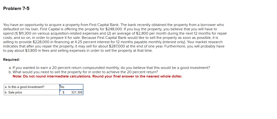 Problem 7-5You have an ﻿opportunity to ﻿acquire a | Chegg.com