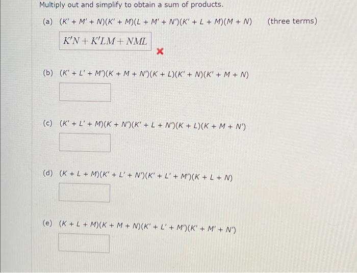 Solved Multiply out and simplify to obtain a sum of | Chegg.com