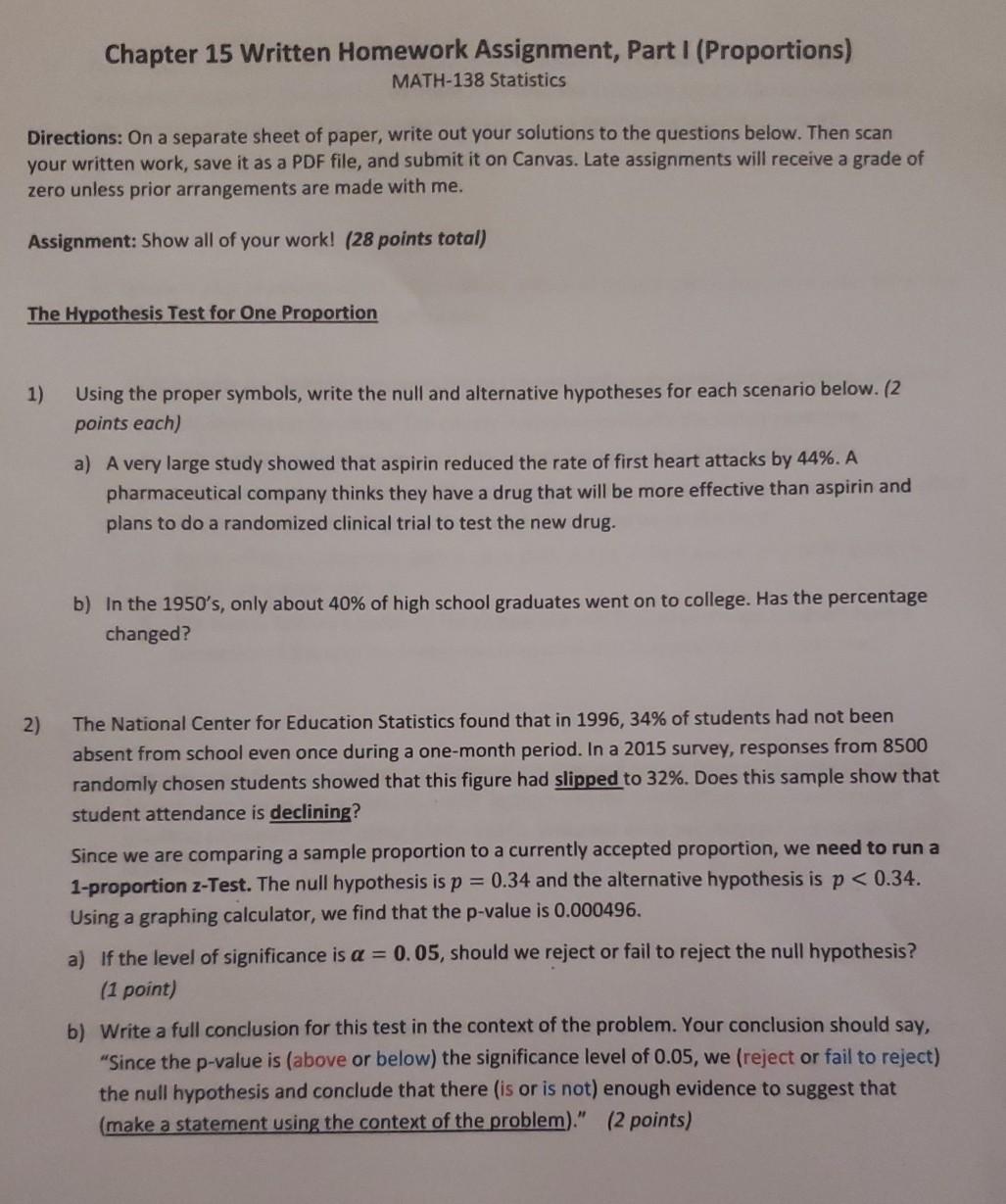 Solved Chapter 15 Written Homework Assignment Part 1 7524