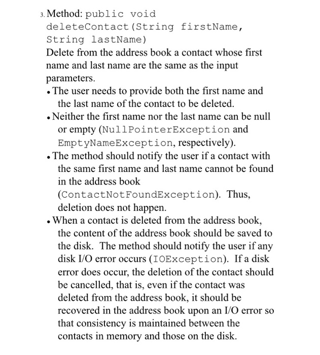 Solved Requirements Create an Address Book class in Java for | Chegg.com