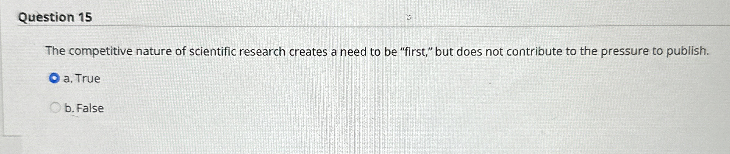 Solved Question 15The competitive nature of scientific | Chegg.com