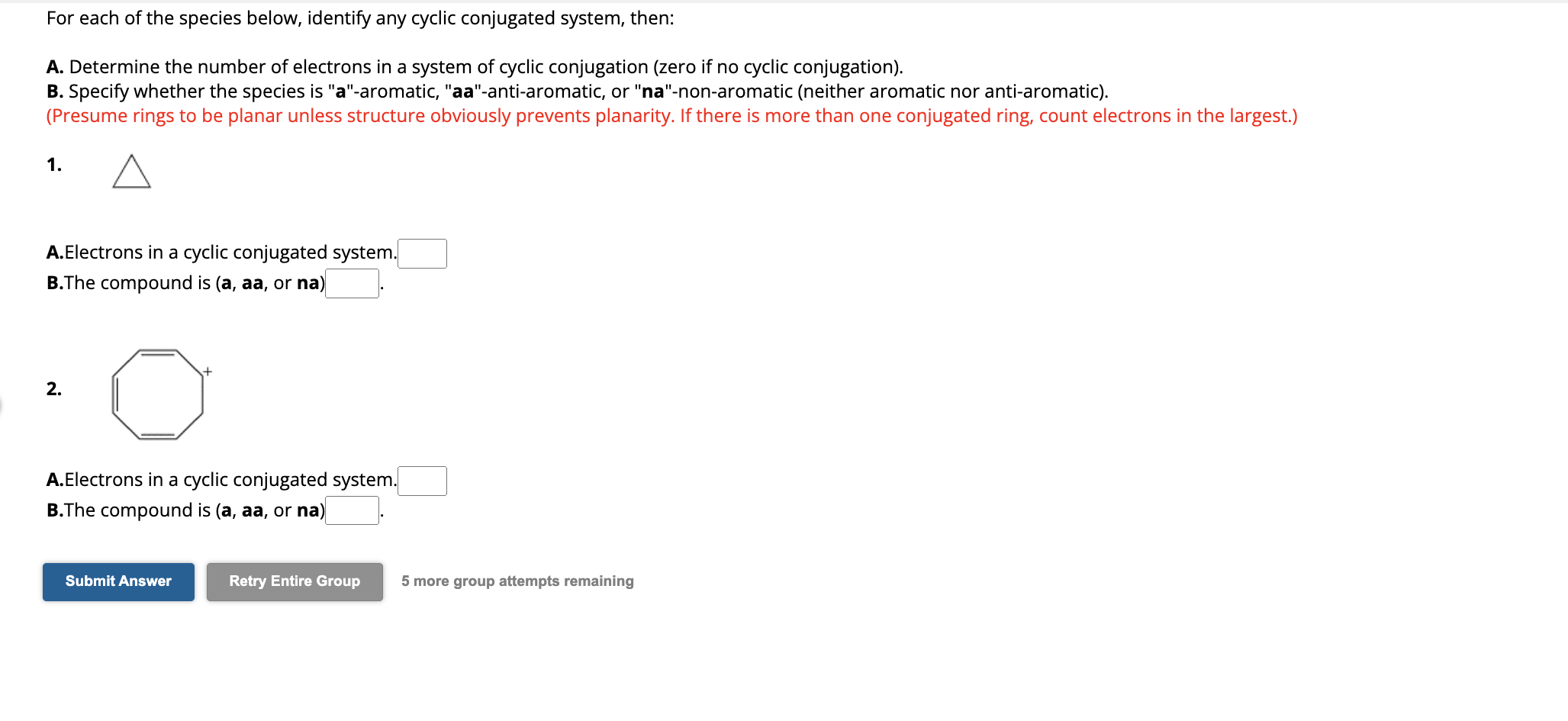 Solved For each of the species below, identify any cyclic | Chegg.com