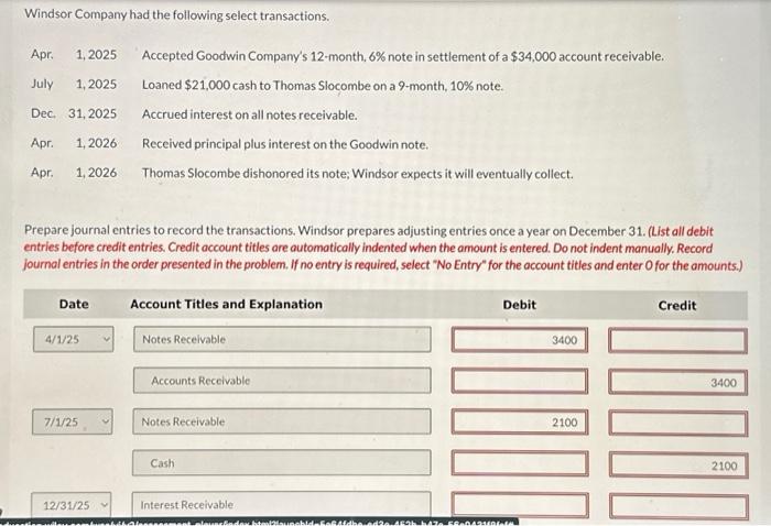Solved Windsor Company had the following select | Chegg.com