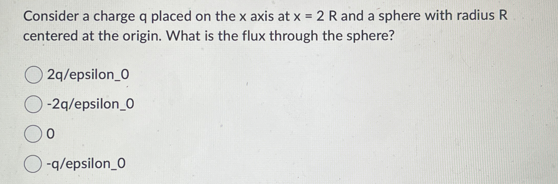 Solved Consider a charge q ﻿placed on the x ﻿axis at x=2R | Chegg.com