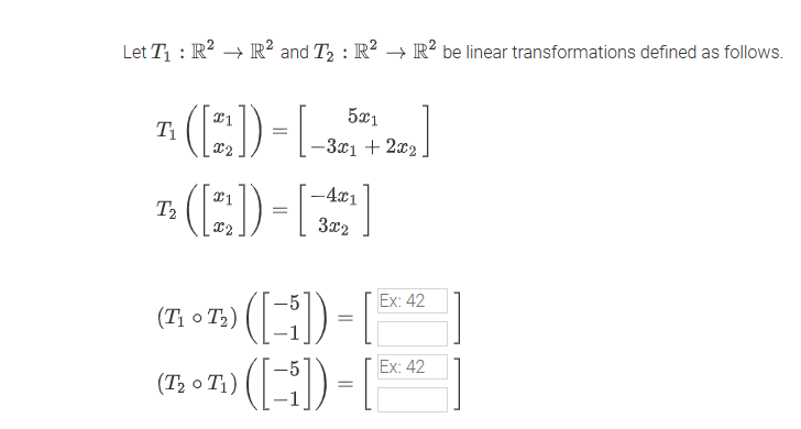 Solved Let T1:R2→R2 ﻿and T2:R2→R2 ﻿be linear transformations | Chegg.com