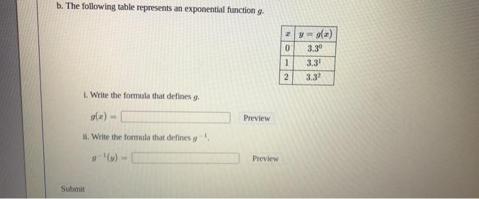 Solved a. The following graph represents an exponential | Chegg.com