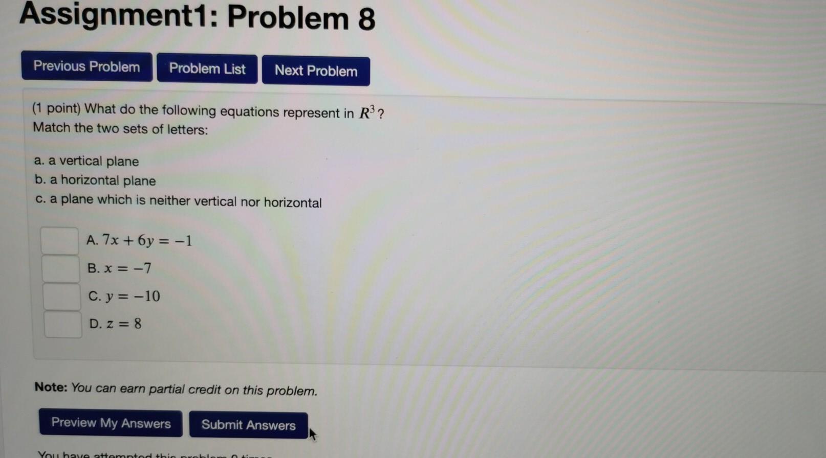 Solved Assignment1: Problem 8 Previous Problem Problem List | Chegg.com