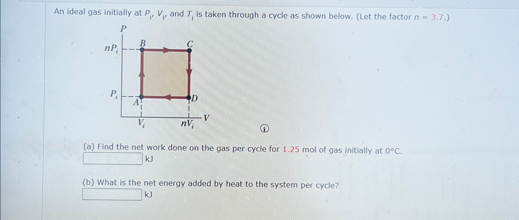 Solved An ideal gas initially at Pi,V1, ﻿and Ti ﻿is taken | Chegg.com