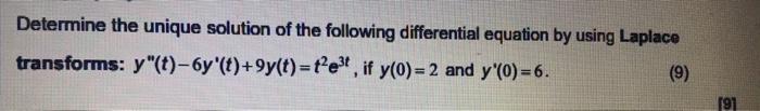 Solved Determine the unique solution of the following | Chegg.com