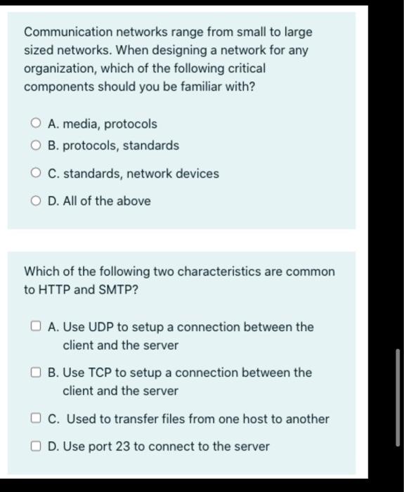 Solved Communication networks range from small to large | Chegg.com