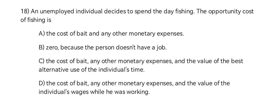 Solved 18) An unemployed individual decides to spend the day | Chegg.com