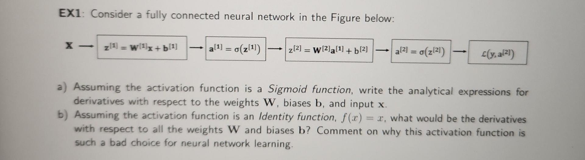 Solved EX1: Consider a fully connected neural network in the | Chegg.com