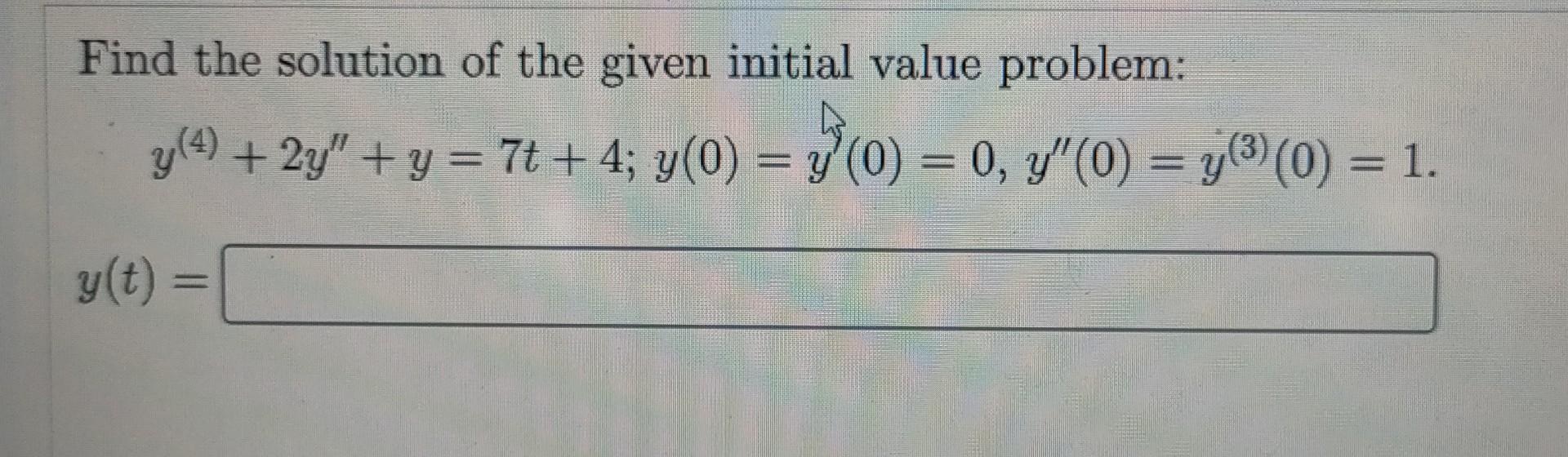 Solved Find the solution of the given initial value problem: | Chegg.com
