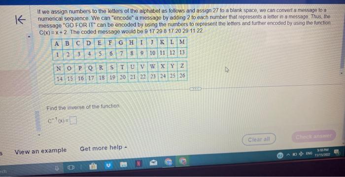 Solved If we assign numbers to the letters of the alphabet | Chegg.com