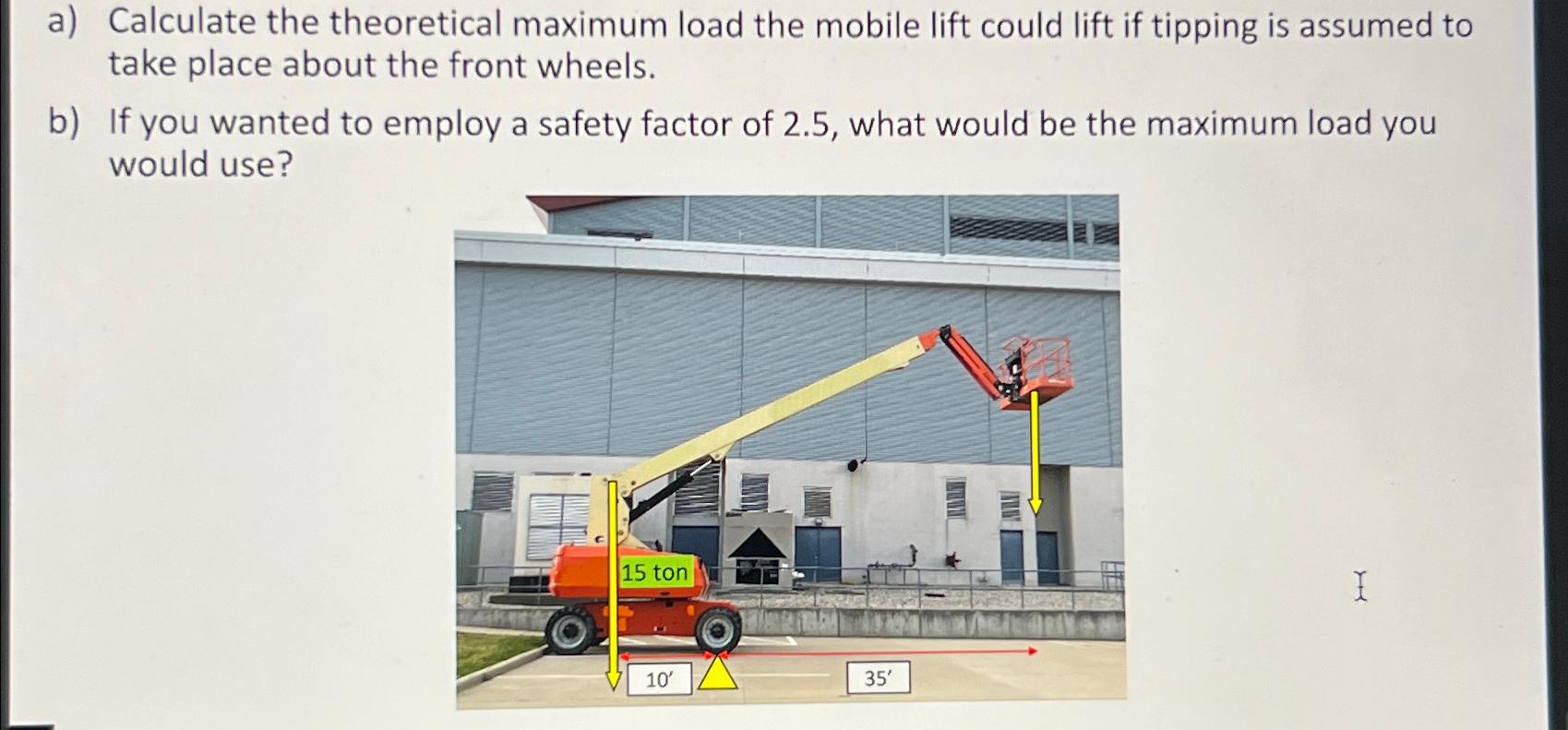 a) ﻿Calculate the theoretical maximum load the mobile | Chegg.com