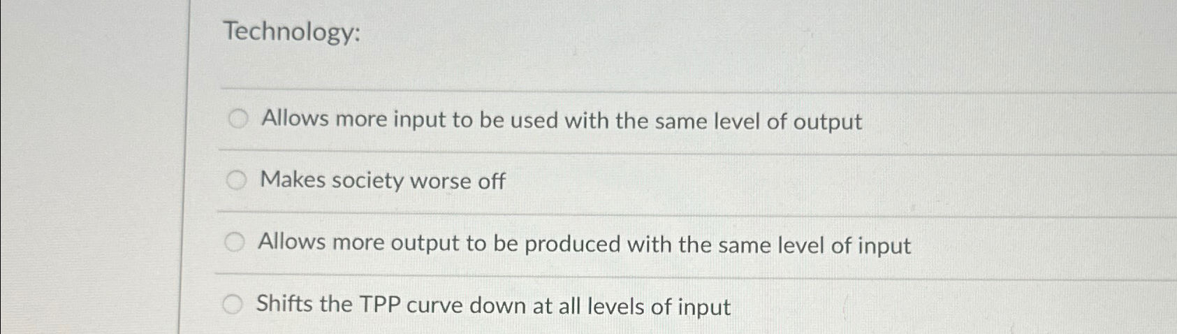 Solved Technology:Allows more input to be used with the same | Chegg.com