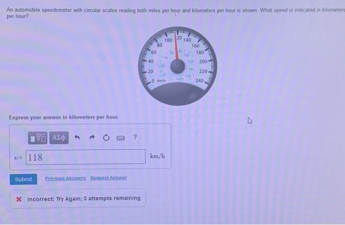 Solved An automobile speedometer with circular scales | Chegg.com