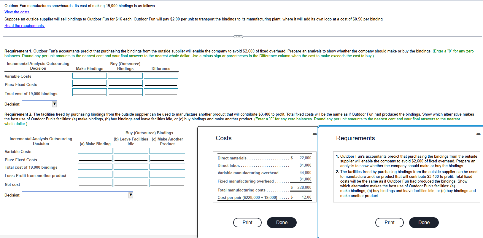 Solved View the costs. Read the requirements. balances. | Chegg.com