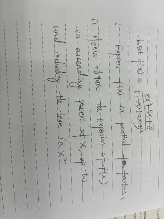 Solved Let f(x)=(1−x)(2x+3)28x2+9x+8 1. Express f(x) in | Chegg.com Solved Let f(x)=(1−x)(2x+3)28x2+9x+8 1. Express f(x) in | Chegg.com