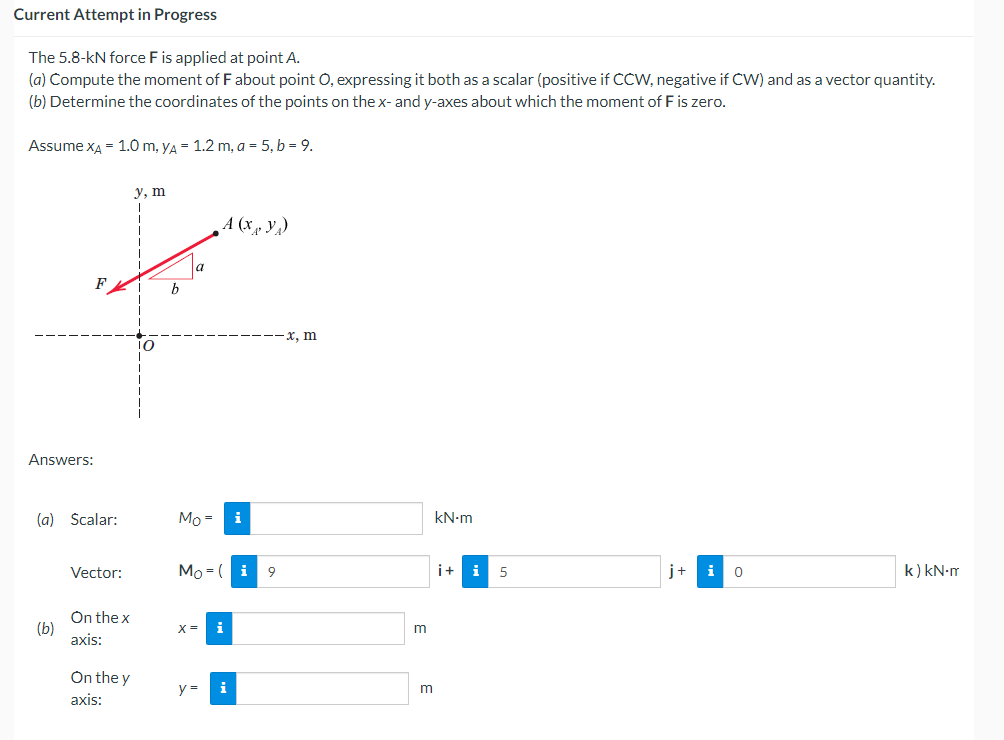 Solved Current Attempt in ProgressThe 5.8-kN ﻿force F ﻿is | Chegg.com