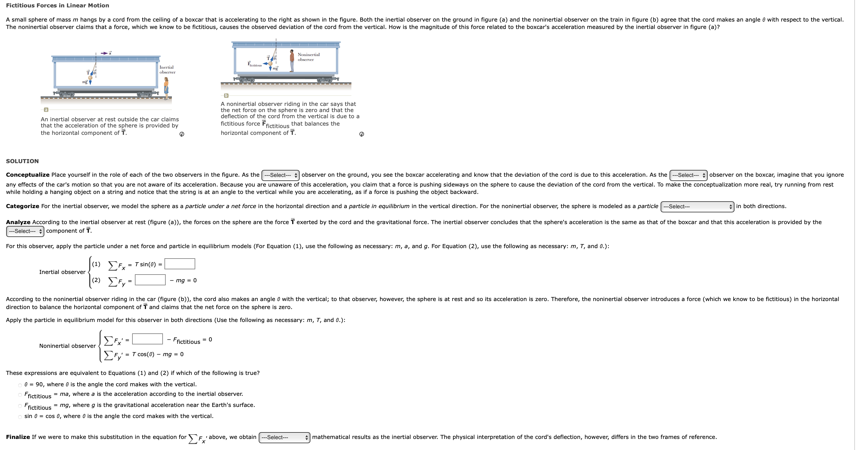 Solved Fictitious Forces in Linear Motionthe horizontal | Chegg.com