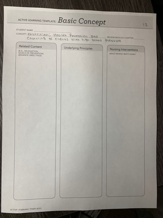 ACTIVE LEARNING TEMPLATE: Basic Concept 13 STUDENT | Chegg.com