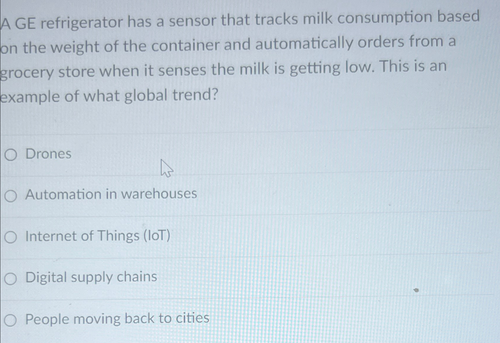 Solved A GE refrigerator has a sensor that tracks milk | Chegg.com