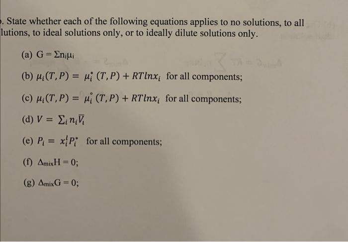Solved State whether each of the following equations applies | Chegg.com
